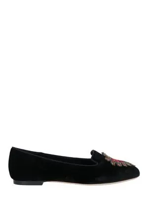 Dolce & Gabbana Velvet Embellished Loafers - Black