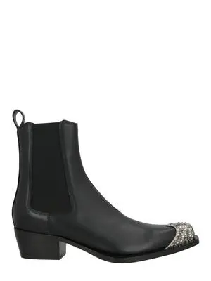 DIESEL® Rhinestone Decor Denim Ankle Boots - Black