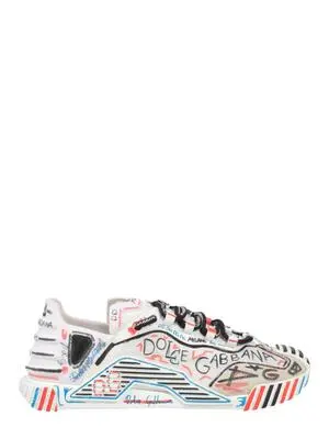 Dolce & Gabbana Multicolor Low-top Sneakers With Graphic Print - White