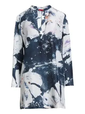 MAXCO. Max&co. Graphic Print Stand Collar Long Sleeve Top - Blue