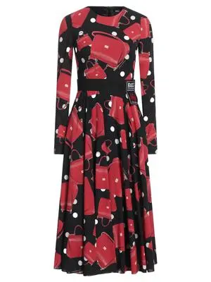 Dolce & Gabbana Polka Dot Pleated Midi Dress - Black