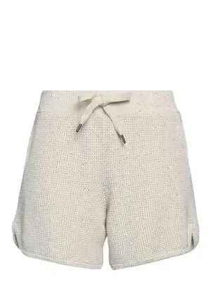 Brunello Cucinelli Knitted Sequined Drawstring Shorts - White