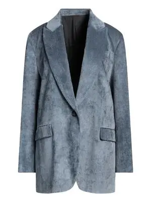 Brunello Cucinelli Corduroy Single-breasted Blazer - Gray