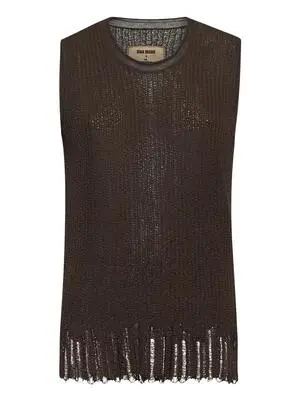 UMA WANG Knitted Sleeveless Vest - Brown