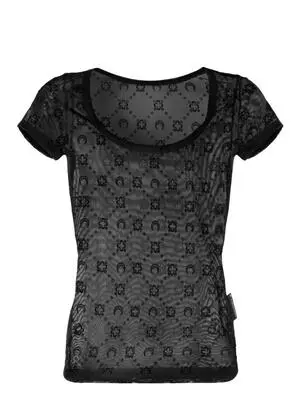MARINE SERRE Marine Serre Boatneck Short Sleeve Mesh Top