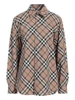 Burberry Long Sleeve Checked Shirt - Nude