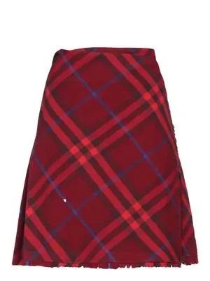 Burberry Plaid Mini Skirt With Buckle Detail - Red