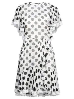 Dolce & Gabbana Flared Polka-dot Lace Chiffon Dress - White