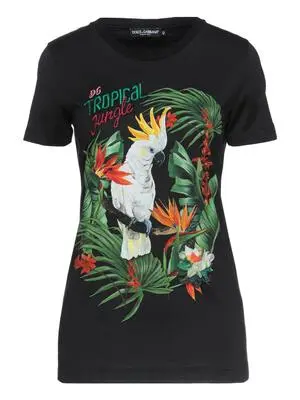 Dolce & Gabbana Solid Crew Neck Short Sleeve T-shirt - Black