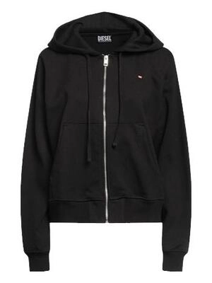 DIESEL® Zip-up Hooded Jacket With Logo Detail - Black
