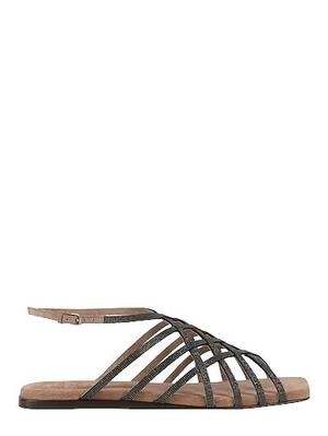 BRUNELLO CUCINELLI Brunello Cucinelli Suede And Leather Sandals With Bead Embellishments