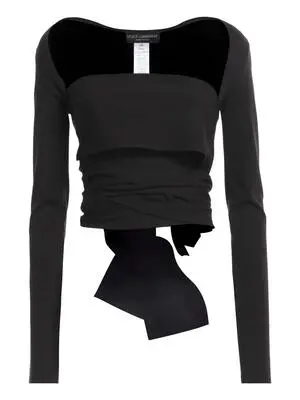 DOLCE & GABBANA Dolce & Gabbana Black Long Sleeve Square Neck Cropped Top