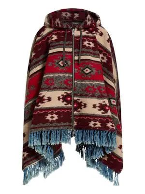 DIESEL® Diesel Woolen Printed Zip-Up Hooded Cape