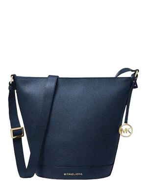Michael Kors Leather Bucket Shoulder Bag - Blue