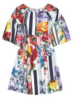 Dolce & Gabbana Floral Print Short Sleeve Dress - Multicolor