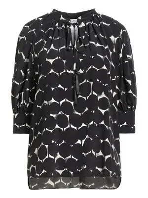 Max Mara Three-quarter Sleeve Tie-neck Top - Black