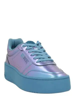 DIESEL® Low-top Sneakers With Metallic Finish - Blue