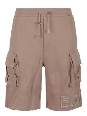 Balmain Logo Detailed Drawstring Cargo Shorts - Nude