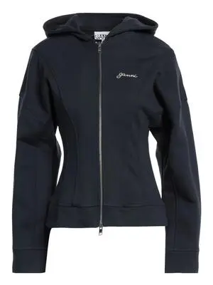 GANNI Embroidered Logo Zip-up Hoodie - Black
