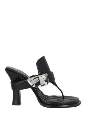 Burberry Thong Sandals With Embellished Block Heel - Black