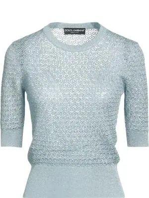 Dolce & Gabbana Metallic Crochet Knit Sweater - Gray