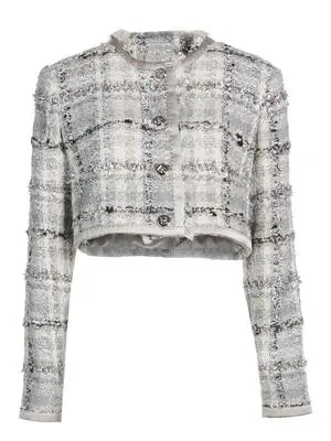 DOLCE & GABBANA Dolce & Gabbana Plaid Metallic Tweed Blazer