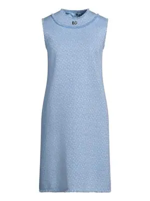Dolce & Gabbana Fitted Sleeveless Tweed Dress - Blue