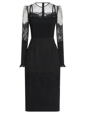 Dolce & Gabbana Midi Dress With Lace Detailing - Black