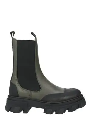 GANNI Thick-soled Color-blocked Leather Boots - Black