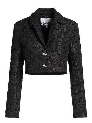 GANNI Floral Print Single-breasted Blazer - Black