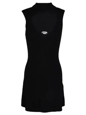 DIESEL® Sleeveless Mock Neck Cut Out Knit Dress - Black