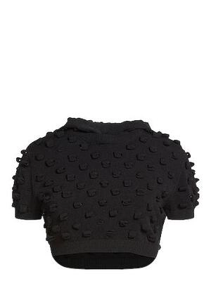 Sportmax Cropped Hooded Knit Top - Black