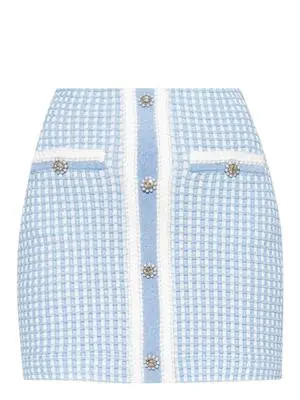 SELF-PORTRAIT Self-Portrait Lurex Knitted Plaid Mini Skirt