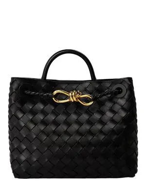 Bottega Veneta Bottega Veneta Woven Leather Shoulder Bag With Knot Detail Black