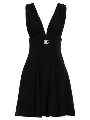Dolce & Gabbana Flared Dress With Dg Logo Embellishment - Black