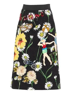DOLCE & GABBANA Dolce & Gabbana Embellished Floral Midi Skirt