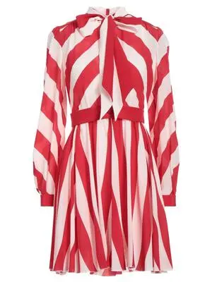 DOLCE & GABBANA Dolce & Gabbana Striped Bow-Tie Neck Shirt Dress