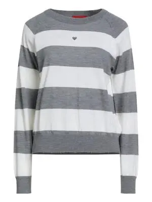 MAXCO. Max&co. Striped Long Sleeve Crew Neck Sweater - Gray
