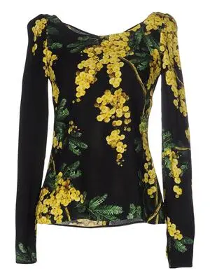Dolce & Gabbana Floral Long Sleeve Top - Black
