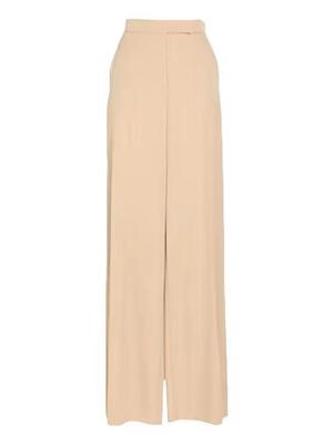 Max Mara Wide-leg Trousers In Plain Colour Cool Wool - Nude
