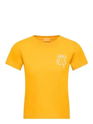 Moncler Short Sleeve Crewneck T-shirt With Embroidered Logo - Yellow