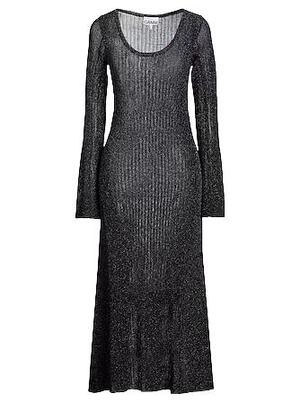 GANNI Ganni Long Sleeve Metallic Knit Dress