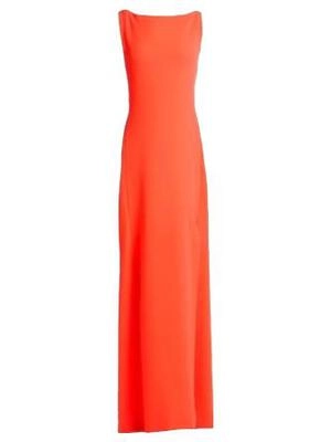 Max Mara Sleeveless Square Neck Gown With Appliqu - Orange