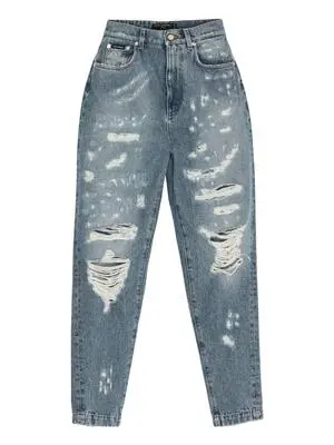 DOLCE & GABBANA Dolce & Gabbana Medium Wash Embellished Tapered Jeans