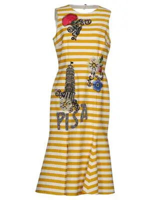 Dolce & Gabbana Sleeveless Striped Embellished Midi Dress - Multicolor