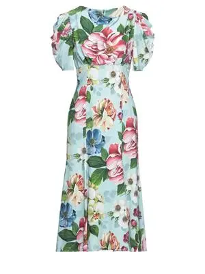 DOLCE & GABBANA Dolce & Gabbana Floral-Print Crepe Flared Dress