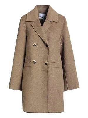 GANNI Double-breasted Brushed Felt Coat - Brown