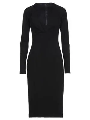 Dolce & Gabbana Bodycon Dress With Deep Neckline And Long Sleeves - Black