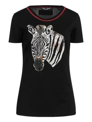 Dolce & Gabbana Crewneck T-shirt With Appliqu - Black