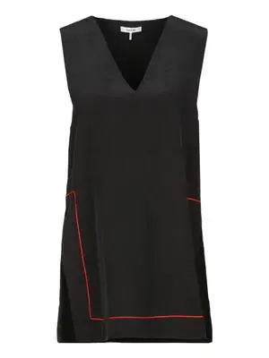 GANNI Sleeveless V-neck Top With Contrasting Details - Black